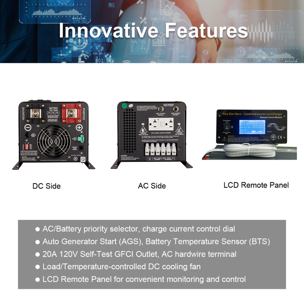 6000 Watt Inverter 24Vdc to 120V 240Vac Split Phase Pure Sine Wave ...