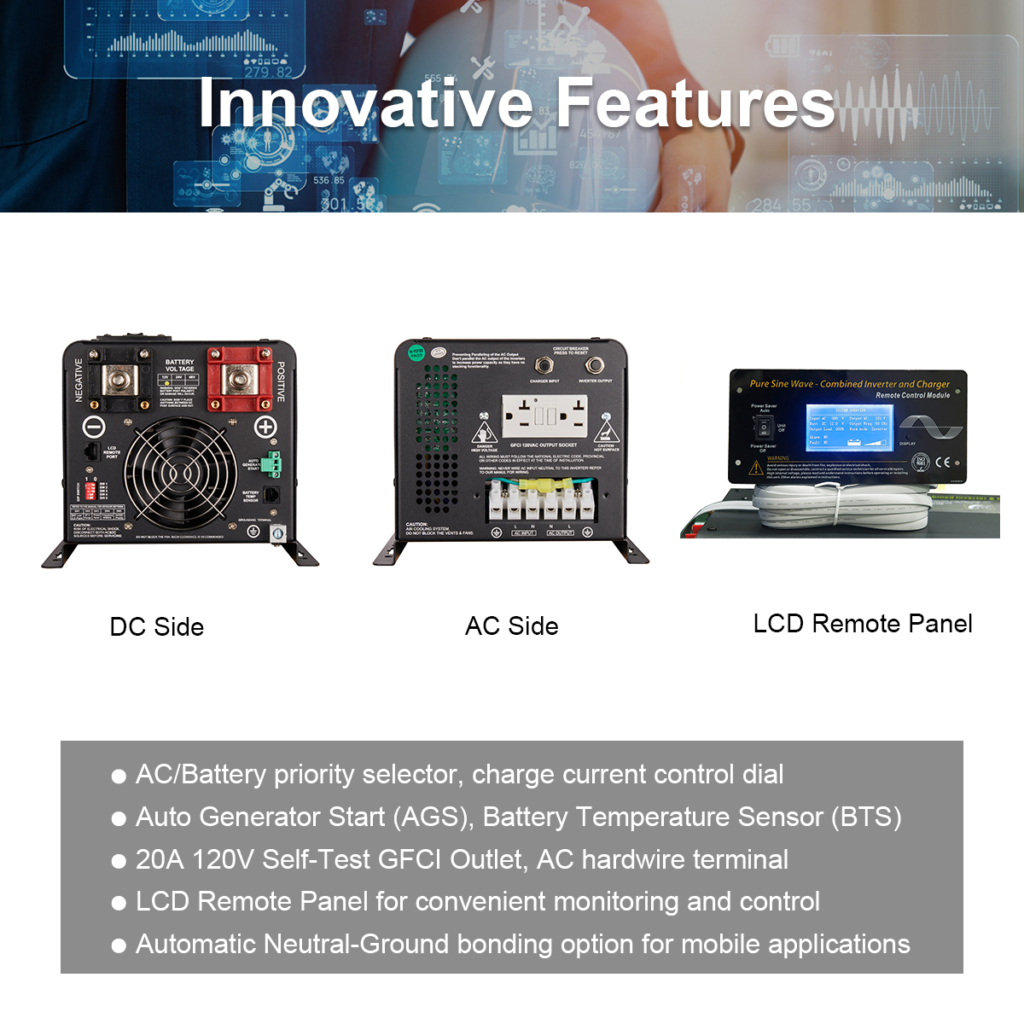 3000 Watt 12 Volt to 120 / 240Vac Split Phase Pure Sine Inverter ...