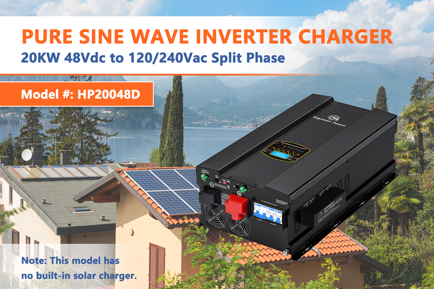 20000 Watt 48V Pure Sine Wave Inverter Charger 120V / 240Vac Split ...